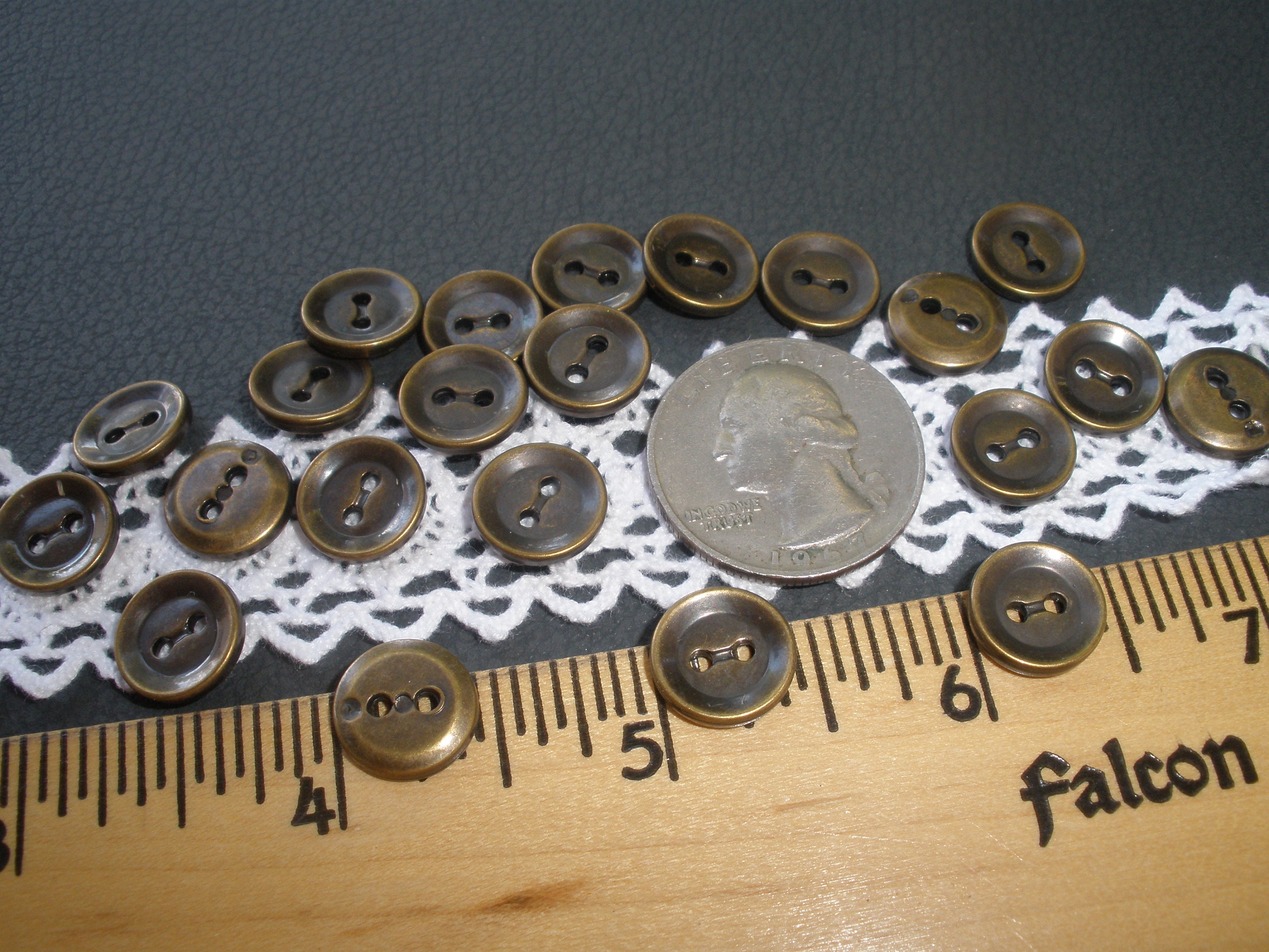 11MM Antique Brass Tone Plastic Buttons 7/16" 18L 2 Hole Sew-on Classic ...