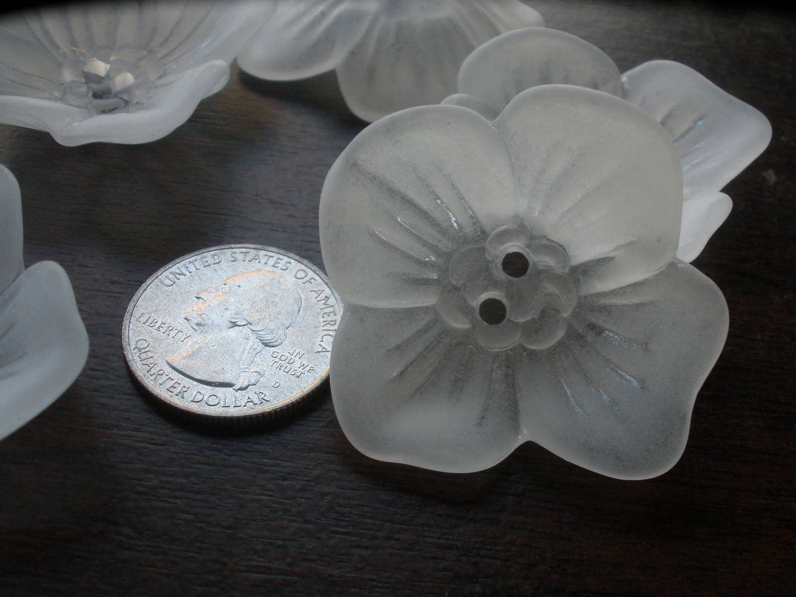 45MM Frosted Acrylic 3D Flower Buttons Art Deco 1.75" 70L Bridal ...