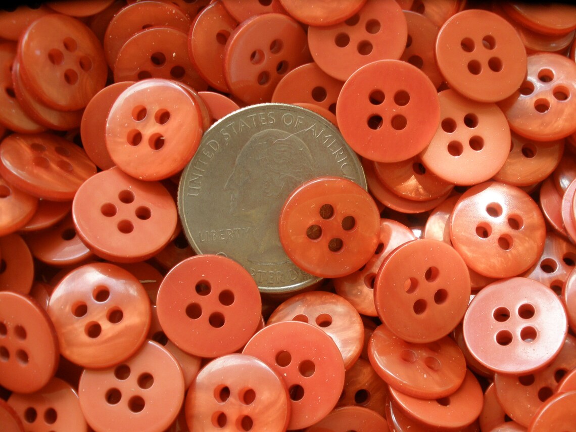 Burnt Orange Buttons Craft Stash Shirt 1/2" (13MM 20L) Pearlized ...