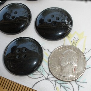 Thick Shiny Black Coat Buttons 27MM 44L Slight Horn Effect Rounded ...