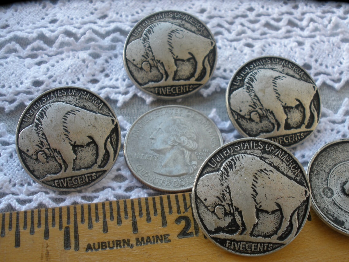 Buffalo Nickel Buttons Coin Replica Metal Shank 25MM 1 Inch - Etsy