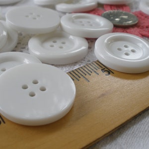 30MM Large Thick White Coat Buttons 4-hole Sew on Size 48L Plastic ...