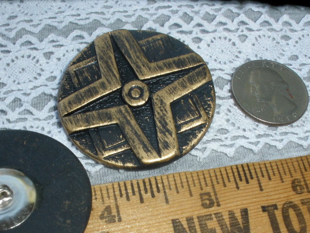 Tribal Mystical Extra Large Shank Button 44MM Gold & Black 1.75" Size ...