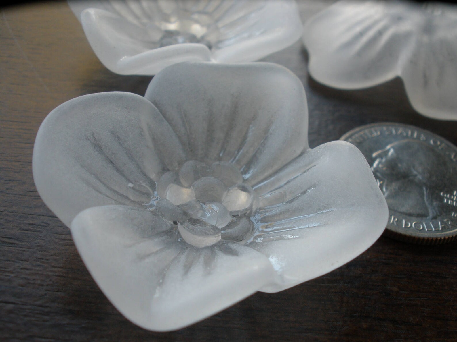45MM Frosted Acrylic 3D Flower Buttons Art Deco 1.75" 70L Bridal ...
