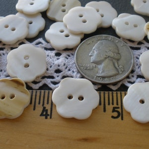Flower Shape MOP Buttons Classic 17MM Polished White Real Shell 28L 11/ ...