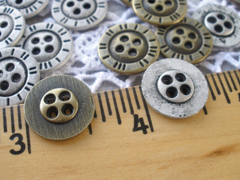 15MM Metal Shirt buttons Bronze or Matte Antique Silver Pewter | Etsy