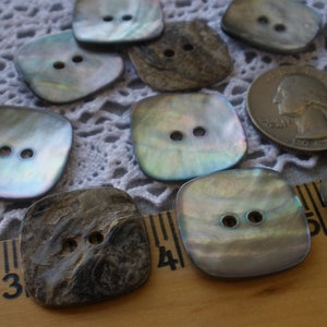 Square Smoke MOP Shell Buttons 20mm by 25mm 40L 1 Inch Agoya 2 Hole Sew ...