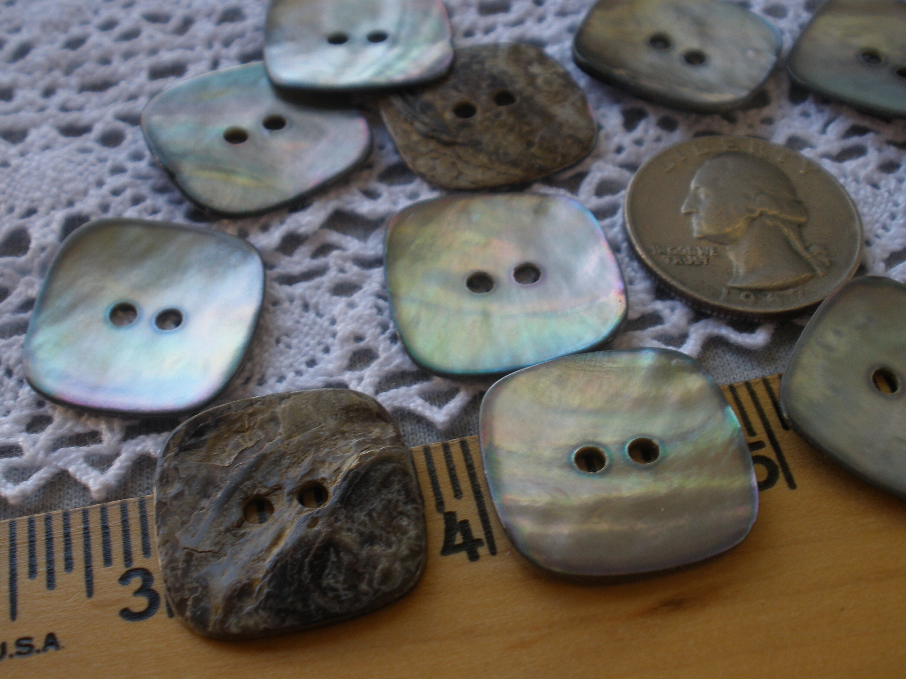 Square Smoke MOP Shell Buttons 20mm by 25mm 40L 1 Inch Agoya 2 Hole Sew ...