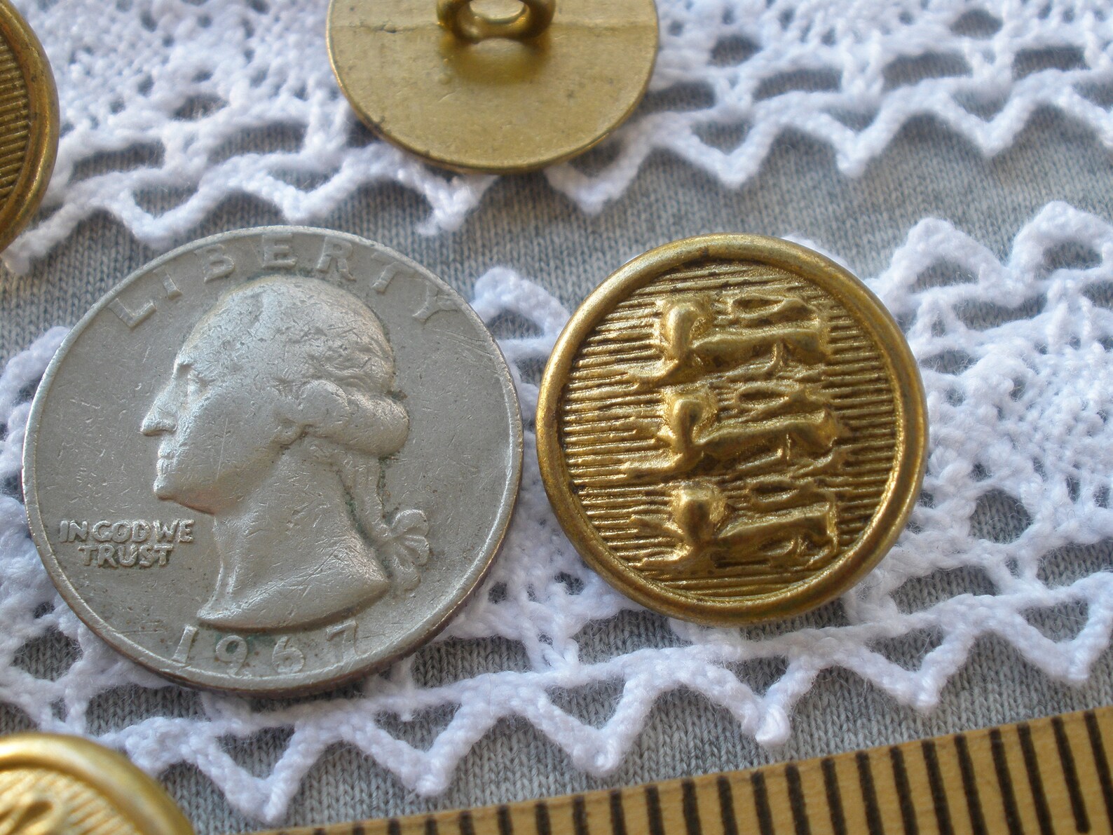 Three Lions 18MM Metal Buttons Rustic Matte Gold Gilt Color 11/16" 28L ...