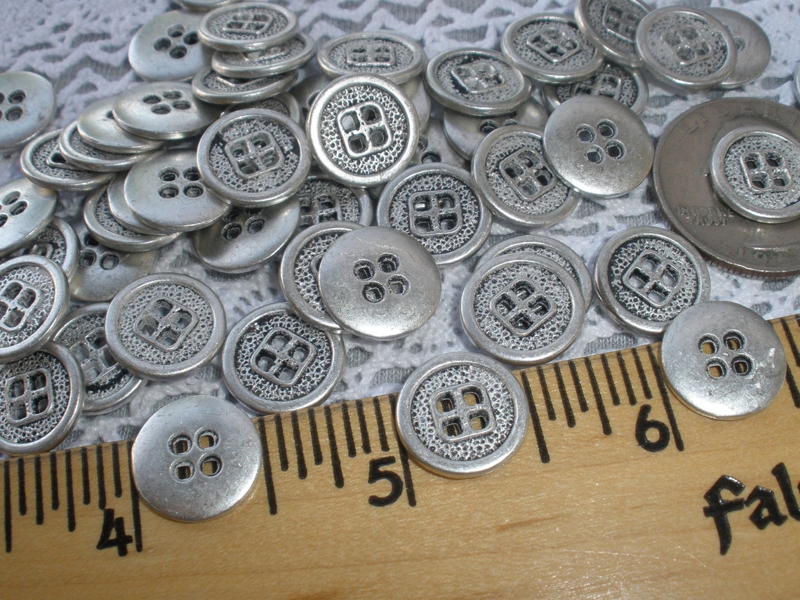 Matte Antique Silver 13MM Metal Shirt Buttons 4-hole 1/2 | Etsy
