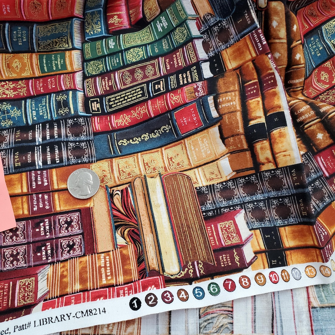 LIBRARY-CM8214 Vintage Books Fabric 100% Cotton Quilting Sewing OOP ...