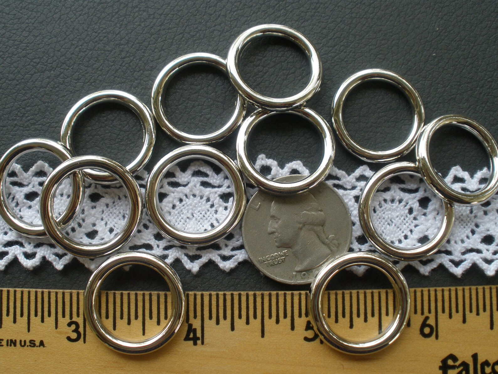 16mm ID / 22mm OD Silver Color Plastic O-rings Round 5/8" Opening 12 ...