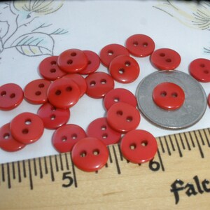 11MM Red Buttons 24 Plastic 18L 2-hole 7/16" Sew on Dolls Paper Paper ...