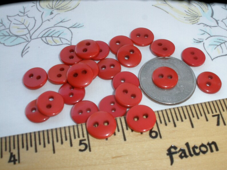 11MM Red Buttons 24 Plastic 18L 2-hole 7/16" Sew on Dolls Paper Paper ...