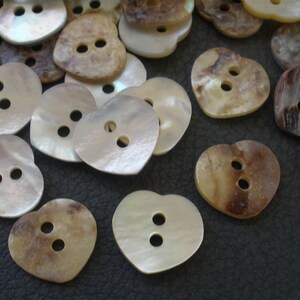 Heart Shape 13MM MOP Shell Buttons Natural Pearly 1/2" Size 20L ...