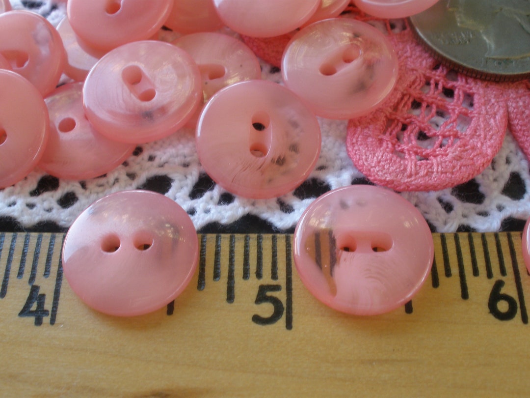 24 Cool Clear & Pink Buttons 5/8" (24L 15MM) Recessed 2 Hole Plastic ...