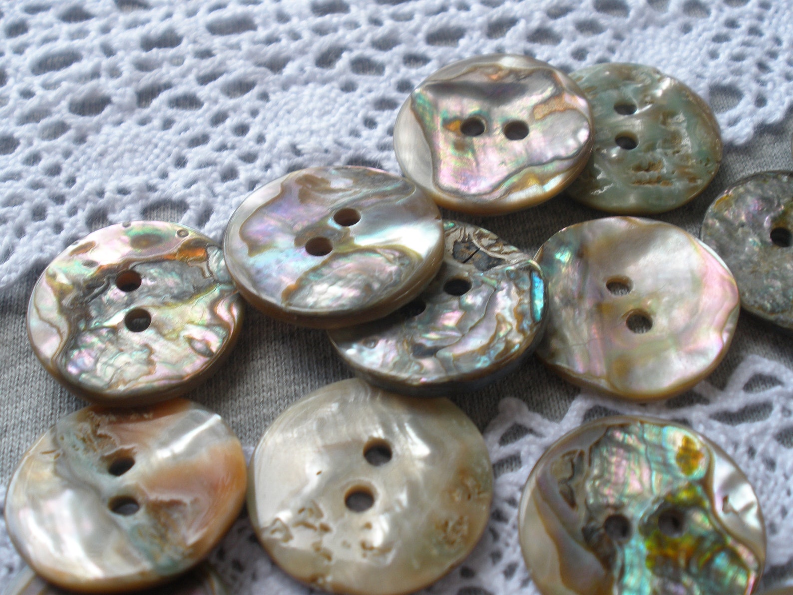 20MM Abalone Shell Buttons Natural 13/16" 32L Pearly Rainbow MOP Sewing ...