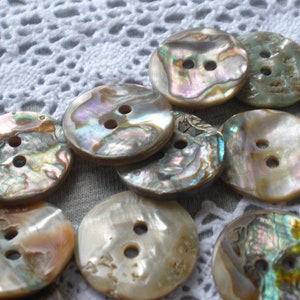 20MM Abalone Shell Buttons Natural 13/16" 32L Pearly Rainbow MOP Sewing ...