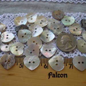 Heart Shape 17.5MM MOP Shell Buttons Natural Pearly 11/16" Buttons Size ...