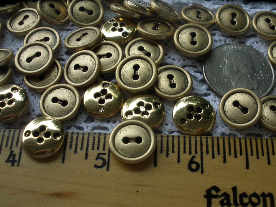 13MM Matte Gold Buttons Metallic Plastic 2 Hole Sew on 20L - Etsy