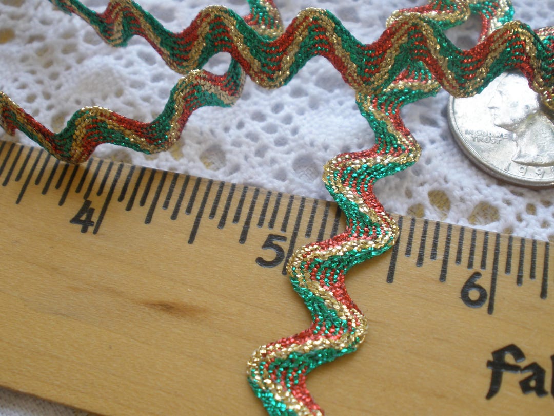 Wrights Christmas Metallic Ric Rack 13MM Gold Red Green Metallic Rick ...