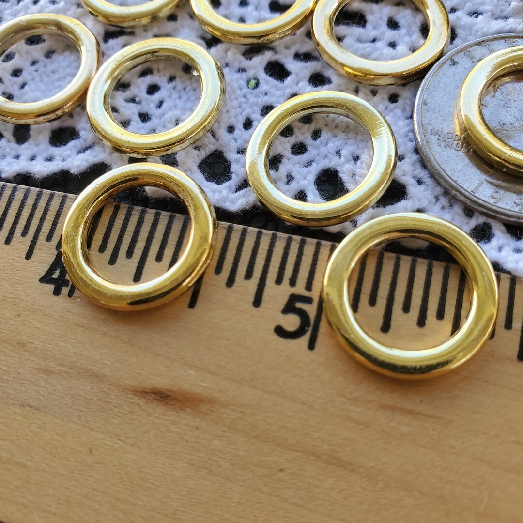 16MM OD / 11MM ID Small Metal Flat Cast O Rings Gold Tone Round 7/16 ...