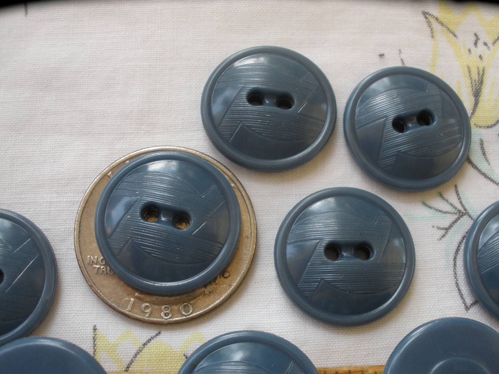 Cool Mid Century Blue Vintage Buttons 3/4 30L 19MM | Etsy