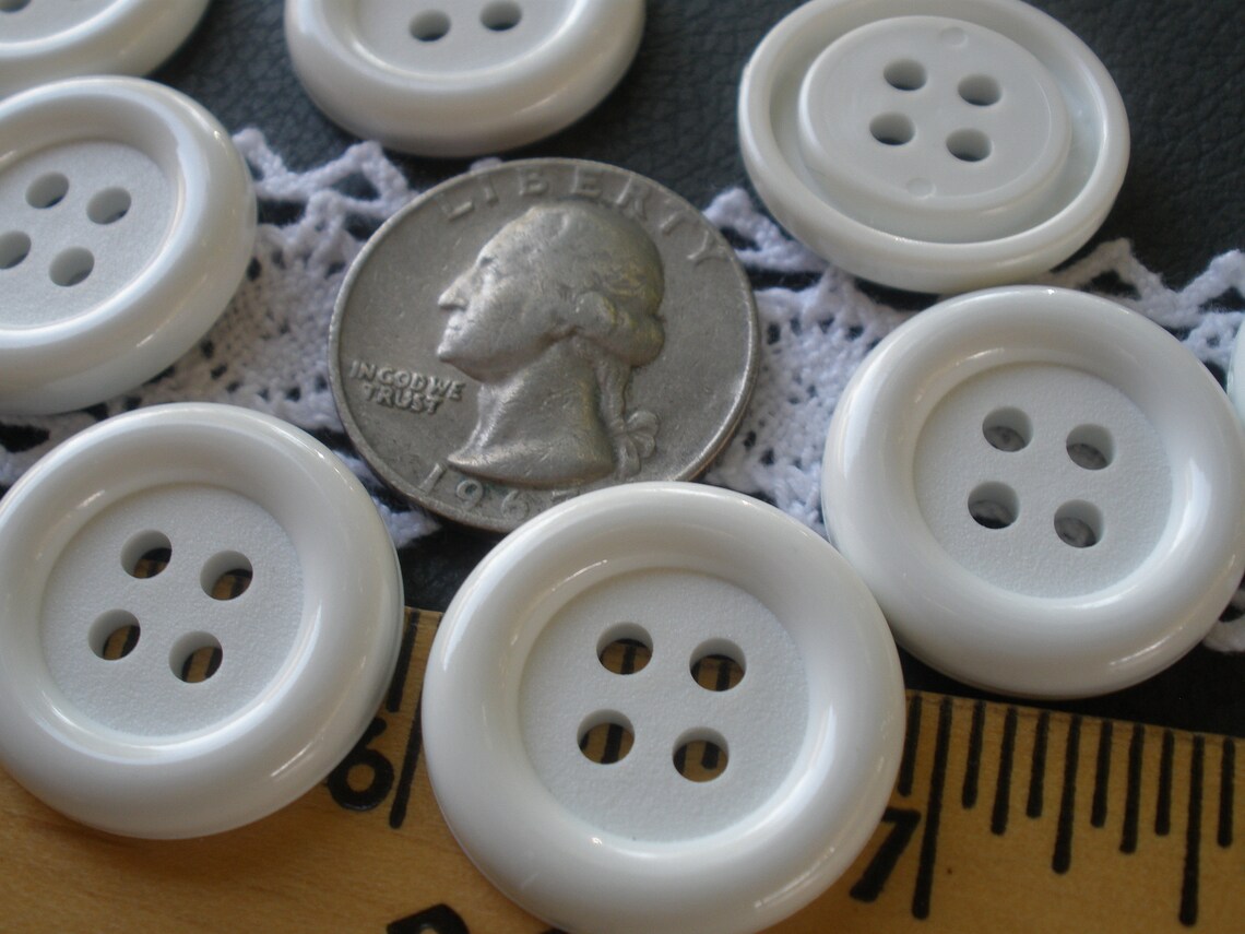 Basic White Plastic Shiny Rim Buttons 23MM 36L Matte Textured - Etsy
