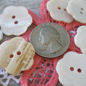 Flower Shape MOP Buttons Classic 22MM Polished White Real Shell 36L 7/8 ...