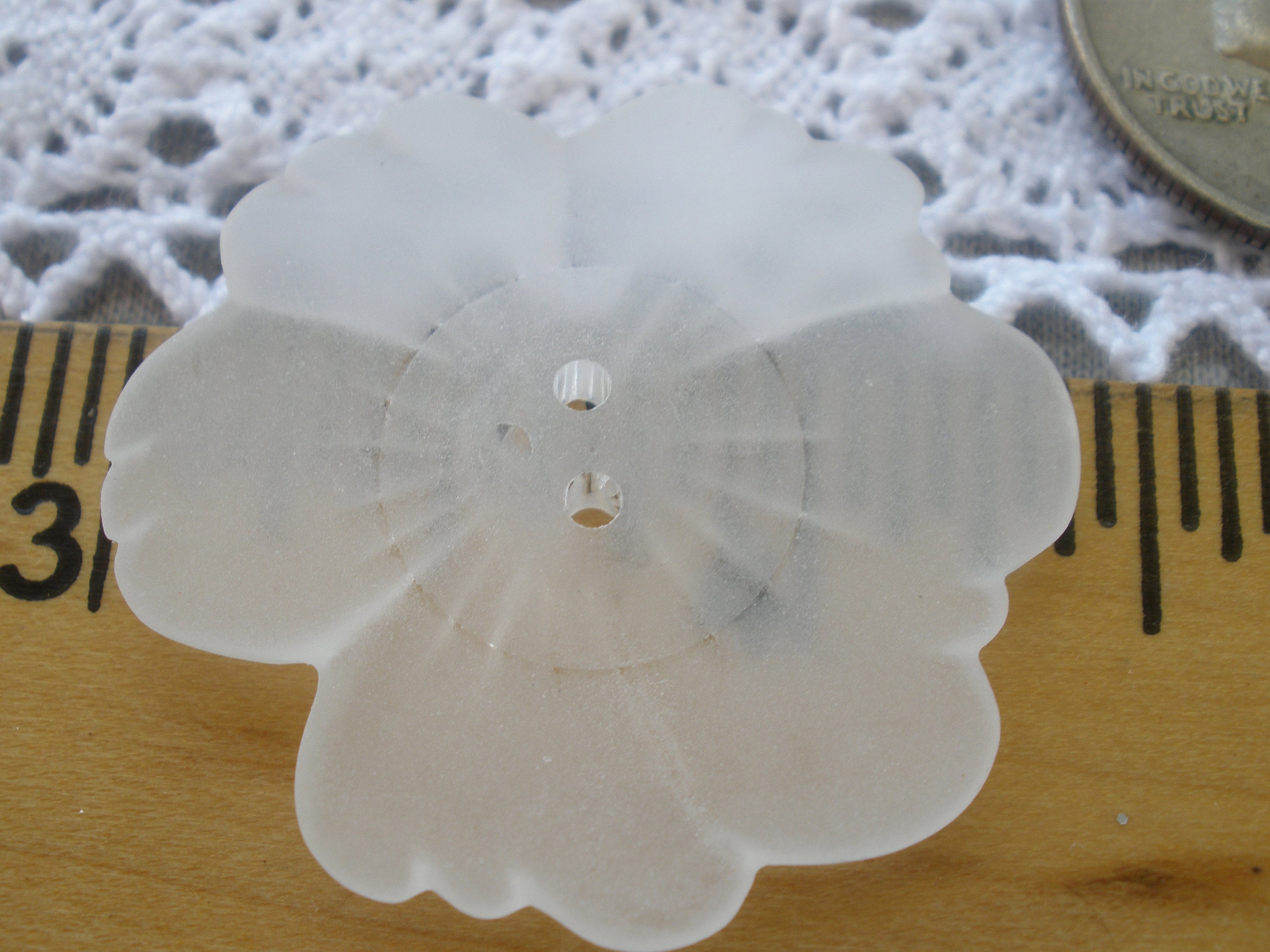 35MM Frosted Acrylic Flower Buttons Art Deco 1 3/8" 55L Bridal Costume ...
