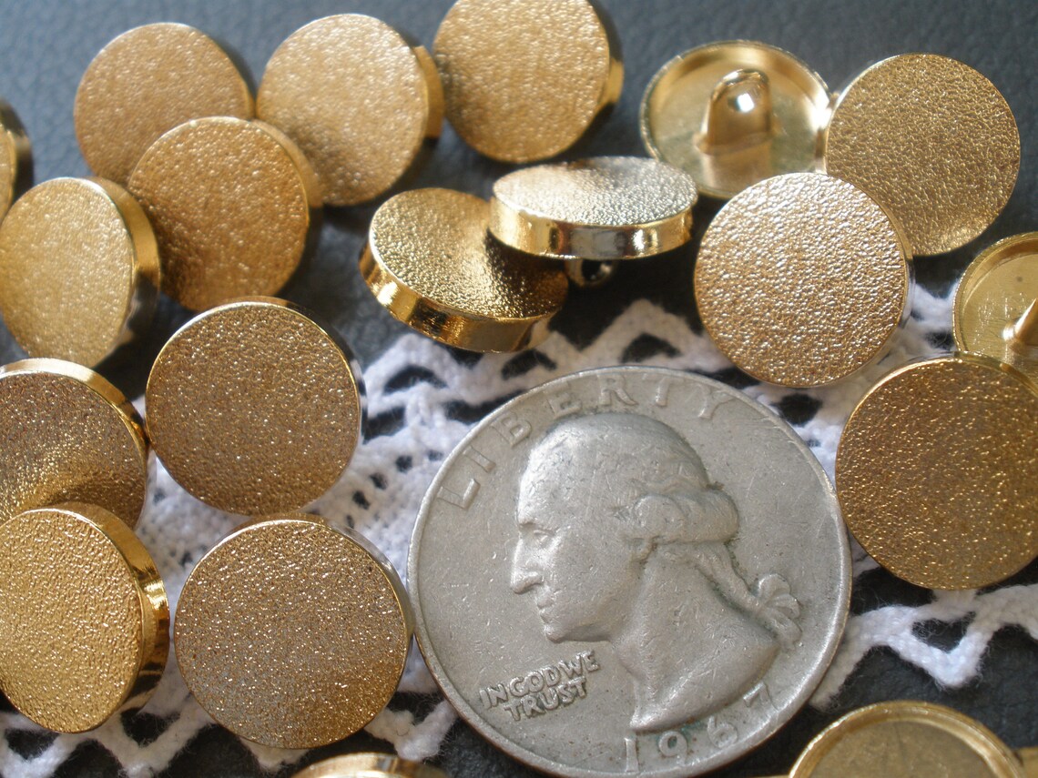 Matte Gold Color Textured Metal Flat front Shank Buttons | Etsy