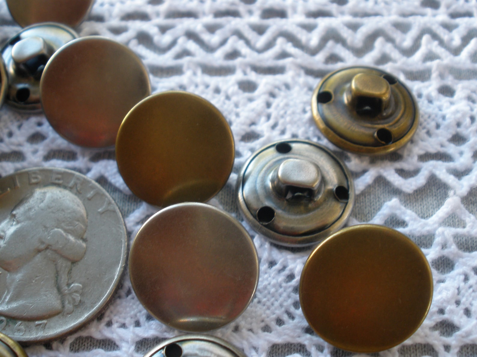 15MM Antique Silver or Bronze Shirt Buttons Flat Front Shank Hollow ...