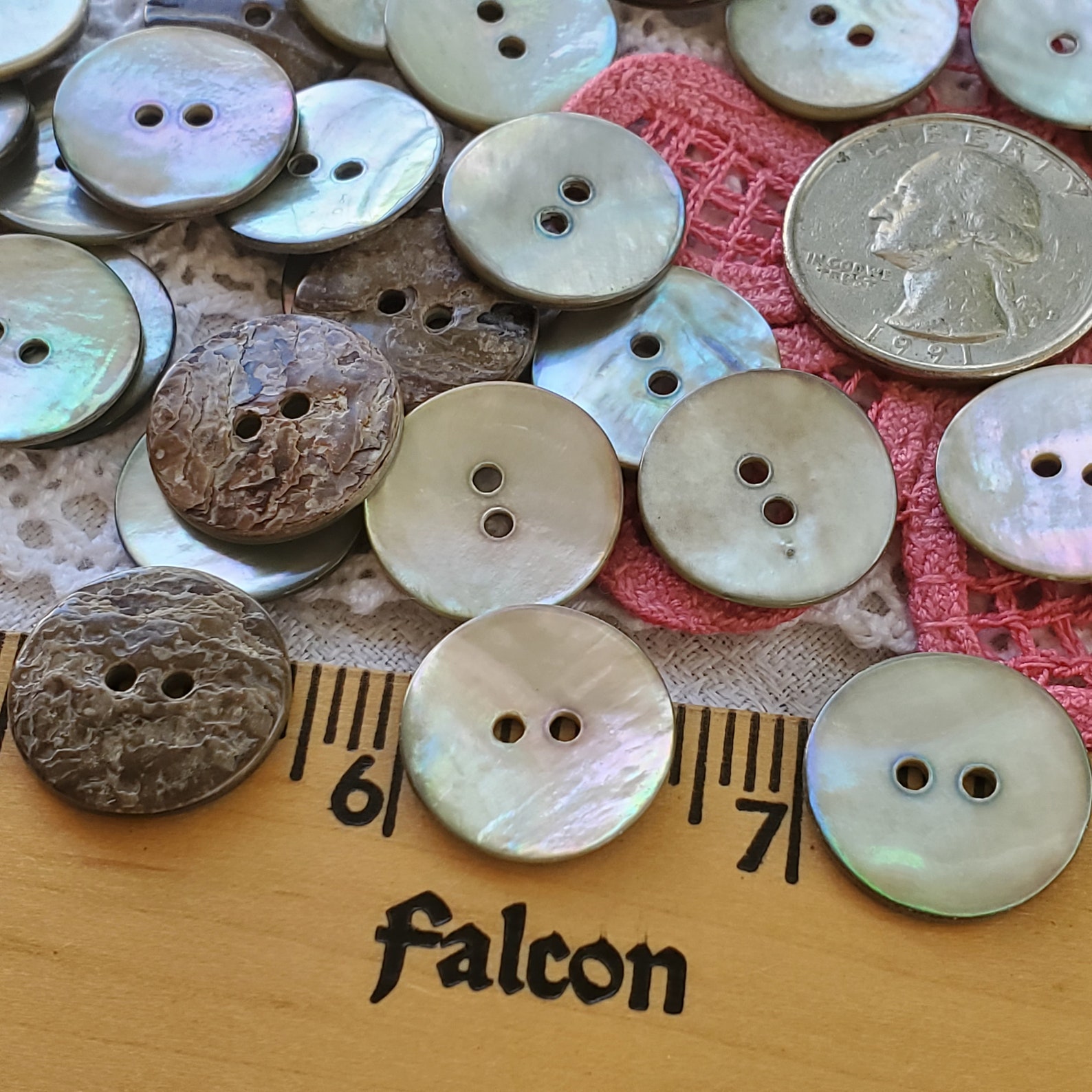 Rainbow Smoke Real Shell Buttons MOP 17.5mm 11/16" Size 28L 2 Hole Sew ...