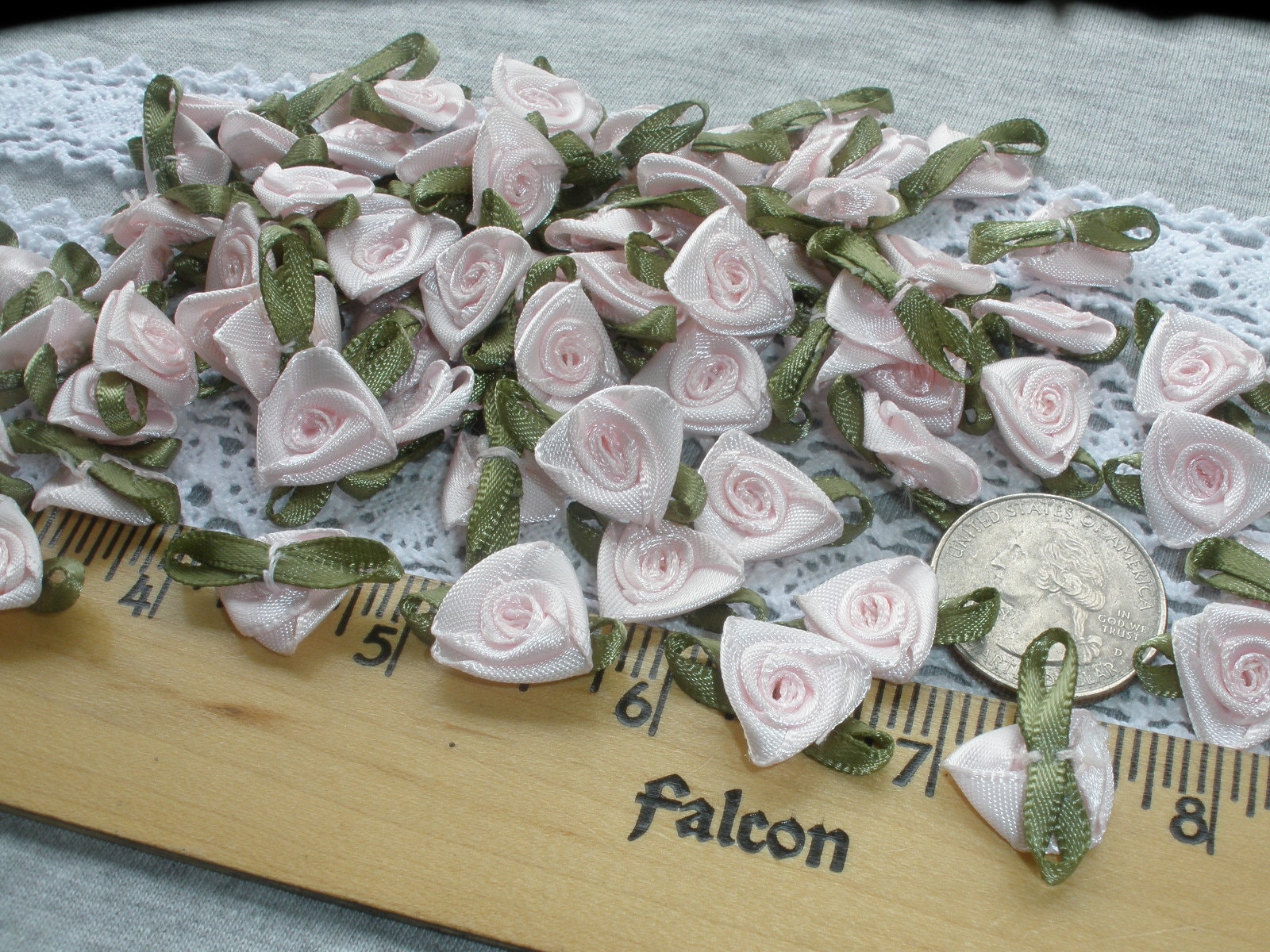 Tiny Light Blush Pink Satin Ribbonwork Flowers Rosettes Hand | Etsy