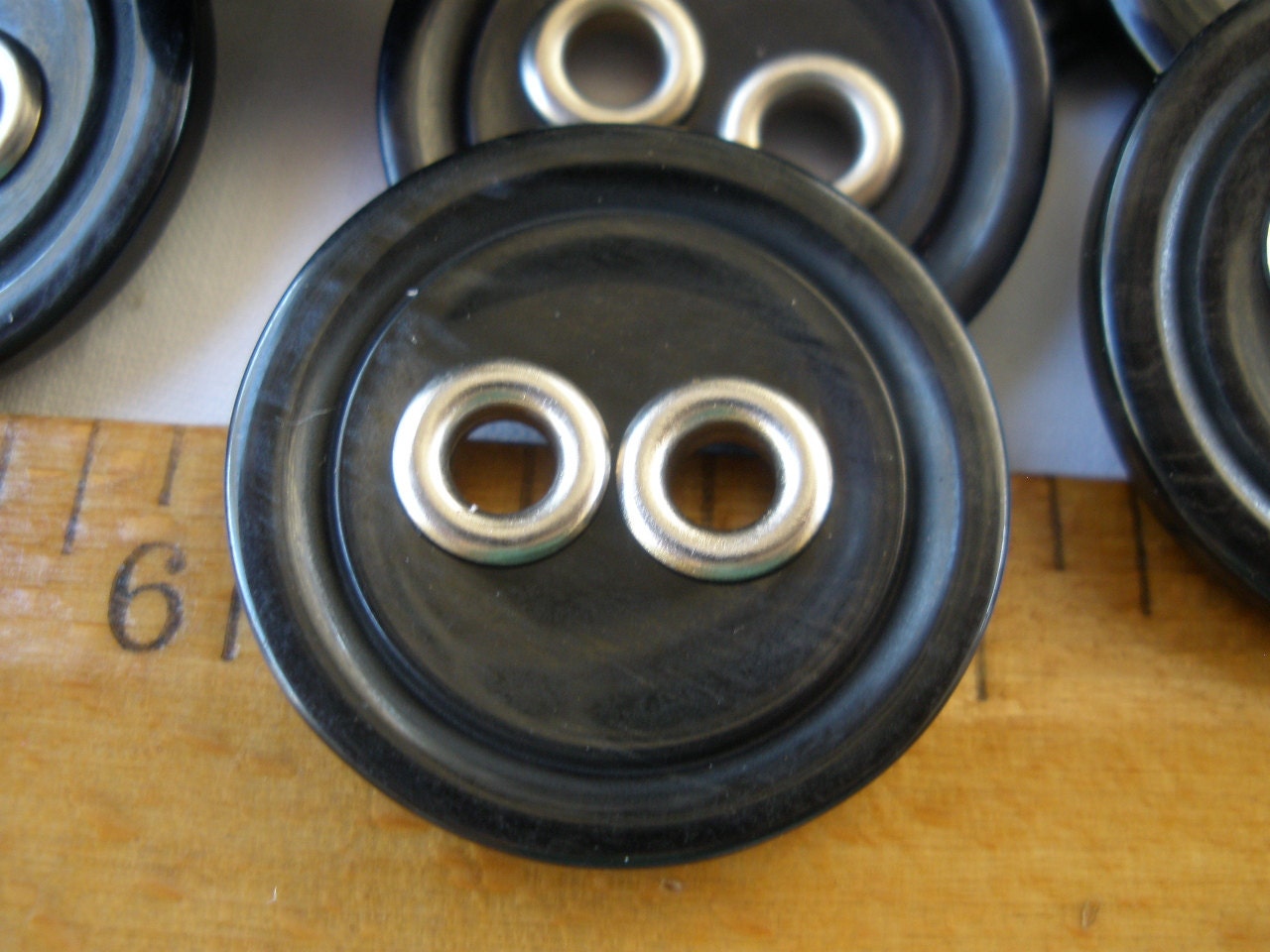 25MM Large Hole Black Buttons Silver grommet 2 hole sew-on rim | Etsy