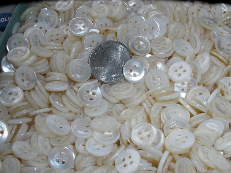 Vintage MOP Classic Shirt Buttons 20L Pearl White 1/2" 13MM 4-hole Sew ...