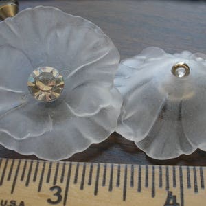 40MM Frosted Acrylic 3D Flower Buttons 10MM Rhinestone Center 1 5/8 ...