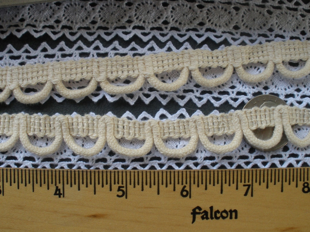 5 or 25 Yard Hanks Ecru Cotton Loop Trim 3/4" Wide BTY Button Loop ...