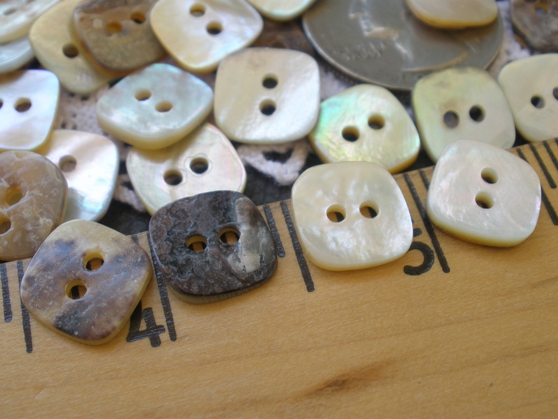 Square MOP Shell Buttons Natural 11mm by 13mm 20L 1/2 - Etsy