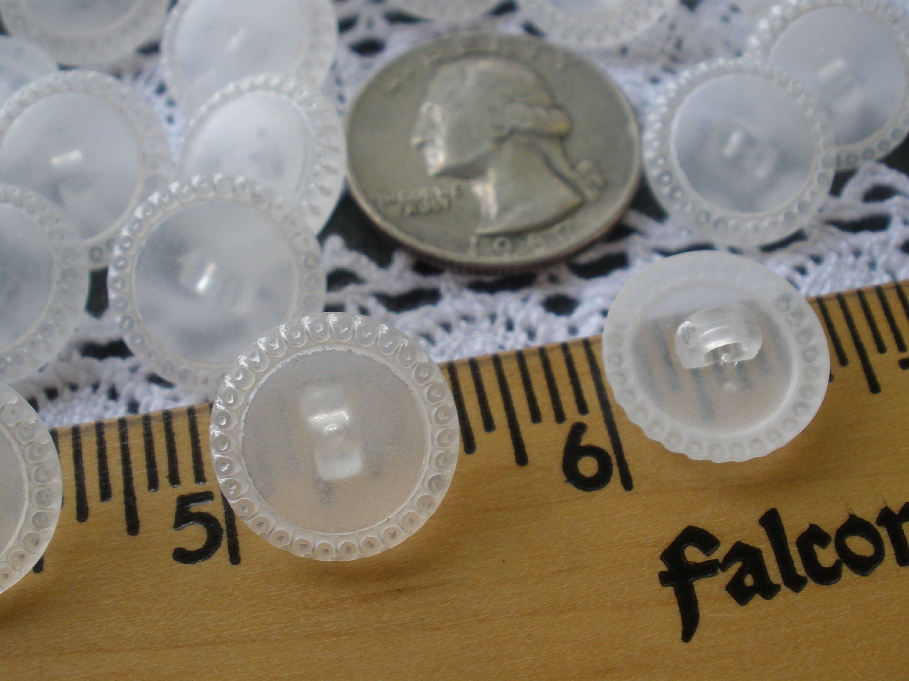 Frosted Pattern Edge Shank Buttons 5/8" (24L 15mm) Craft Retro Sewing ...