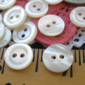 11MM Wide Rim Real Shell Buttons Pearly White Carved MOP 18L 2 Hole Sew ...