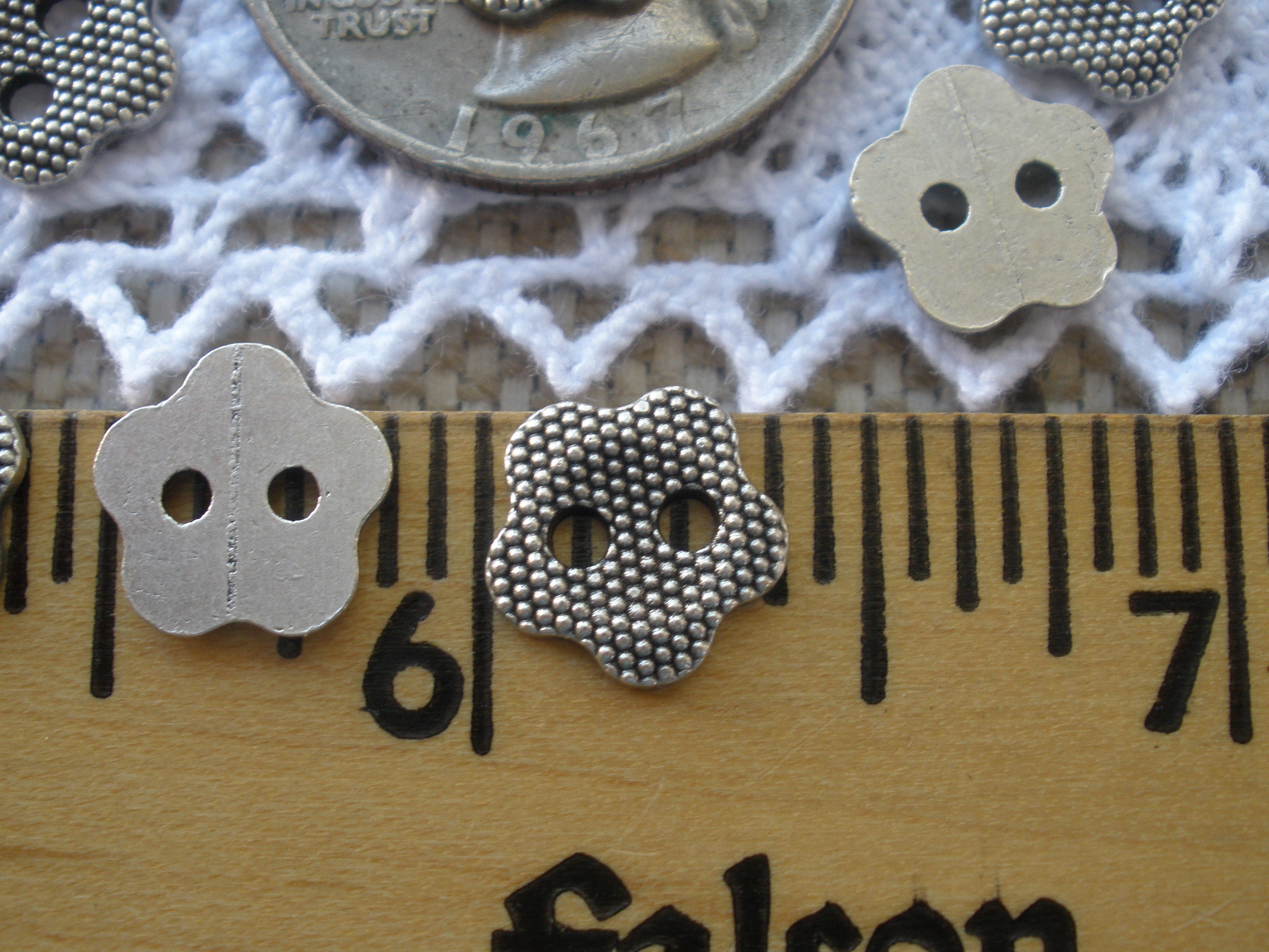 Tiny flowers 10MM Metal Buttons Antique Silver Pewter color | Etsy