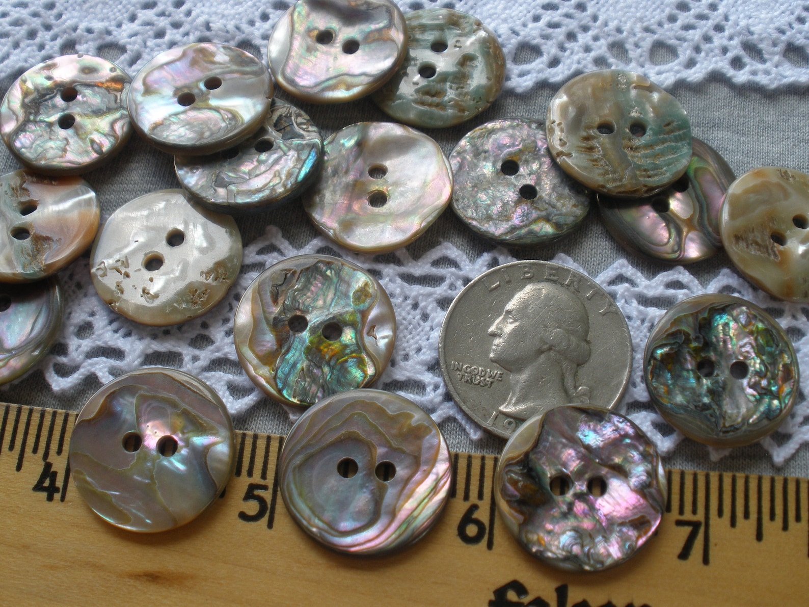 20MM Abalone Shell Buttons Natural 13/16" 32L Pearly Rainbow MOP Sewing ...