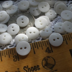 11MM White Buttons 48 Plastic 18L 2-hole 7/16" Sew on Wedding Bridal ...