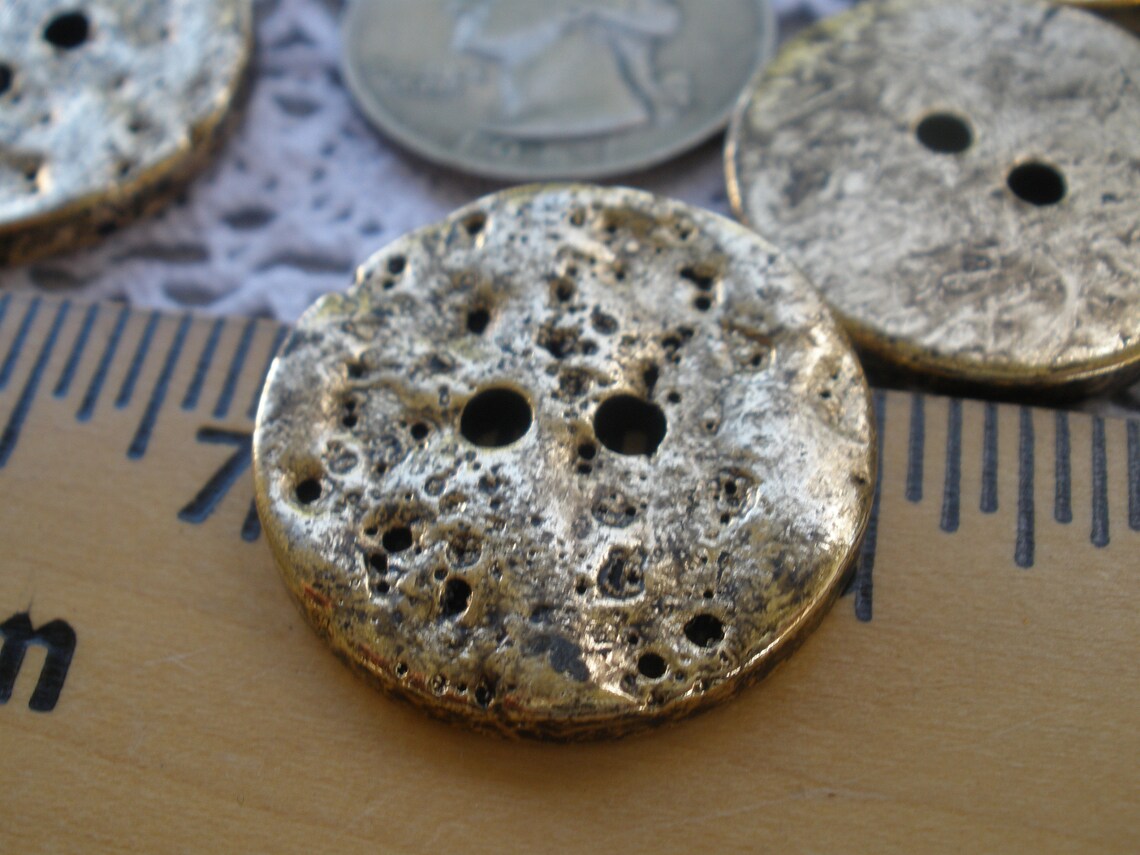 25MM Matte Antique Gold & Textured Buttons Metallic Plastic 2 | Etsy