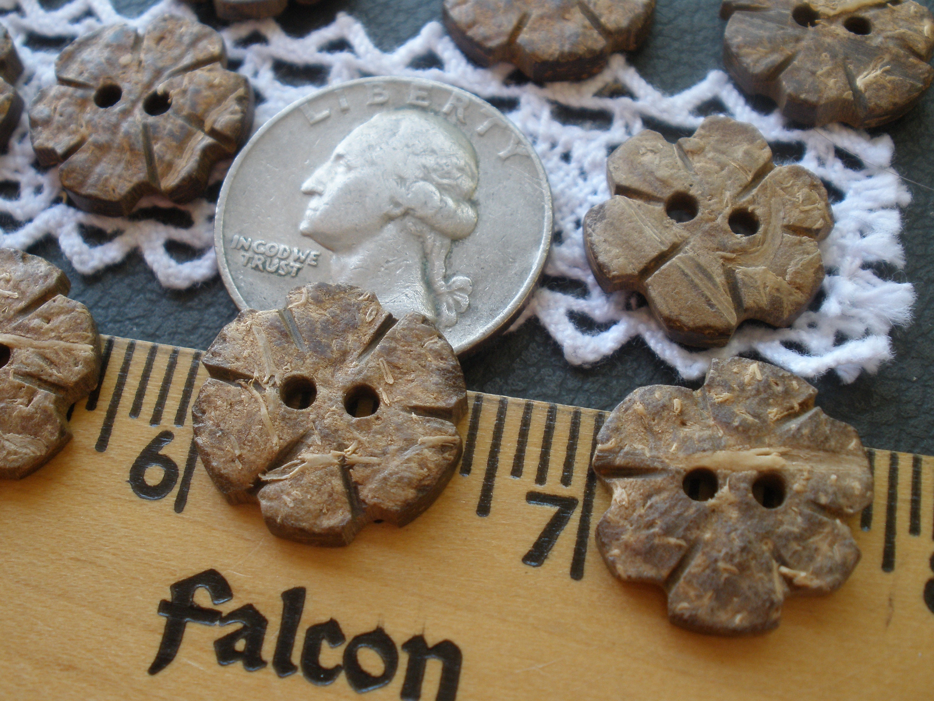 Carved Flower Pattern Coconut Shell Buttons 17MM 28L | Etsy