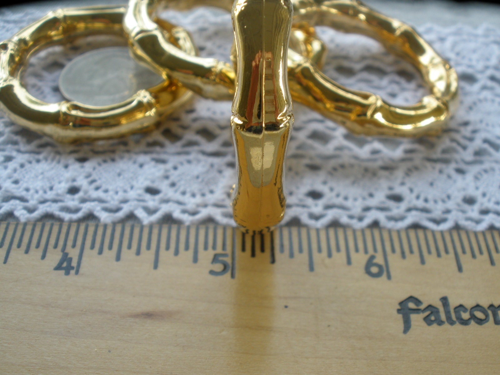 Hollow Gold Color Macrame Rings 1 7/8 Bamboo Shape - Etsy