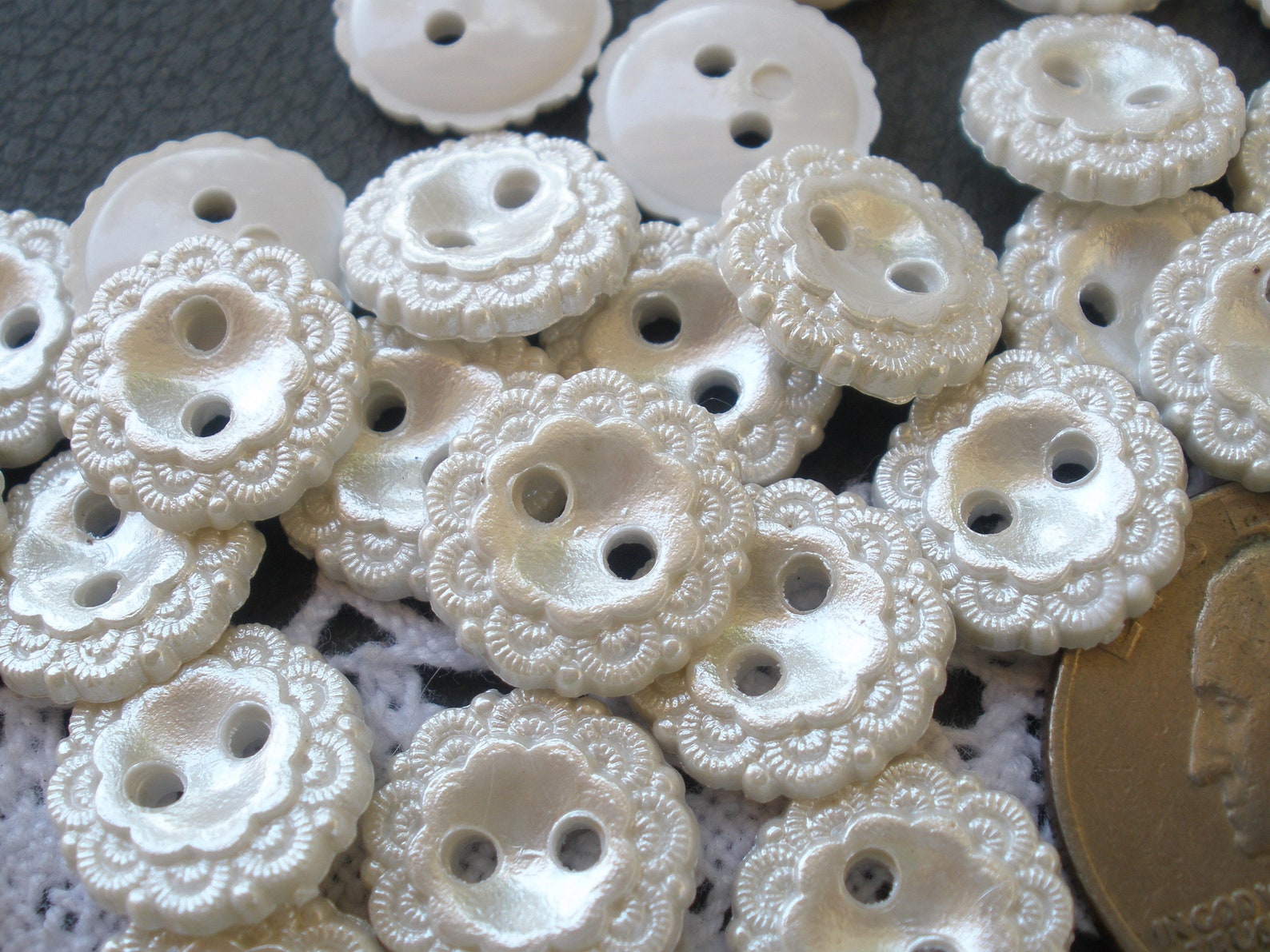 Faux Pearl Finish Fancy Pattern Buttons Plastic 1/2 Size | Etsy