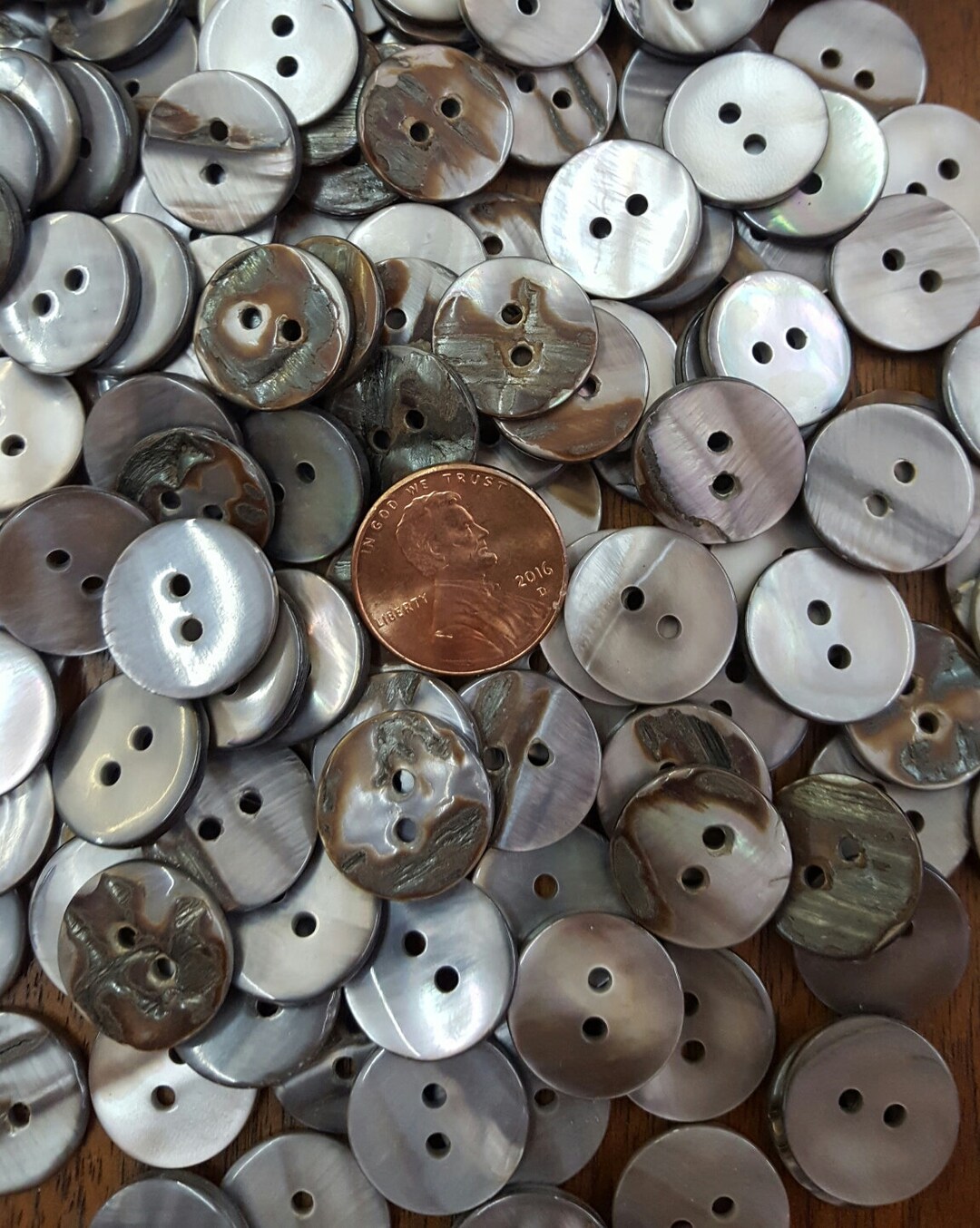 Thick Gray Smoke MOP Shell Buttons 15mm 5/8" Buttons Real Shell Sewing ...