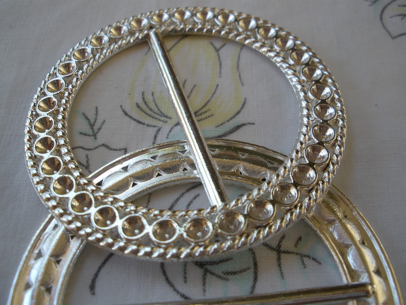 2.25 Round Silver Ribbon Scarf Slide Rhinestone Ready - Etsy